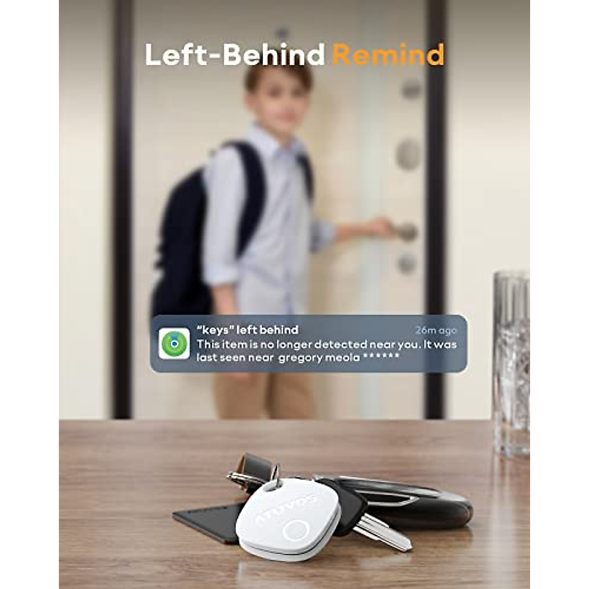 ATUVOS Luggage Tracker, Key Finder, Smart Bluetooth Tracker Pairs with Apple Find My (iOS Only), Item Locator for Bags, Wallets, Keys, Waterproof IP67, Anti-Lost 4 Pack