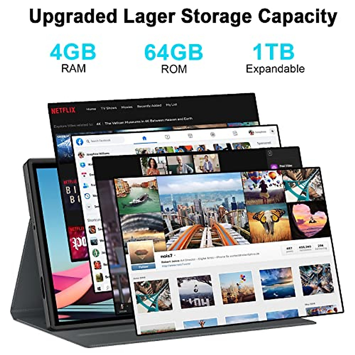 Android Tablet, 10 Inch Android 12 Tablet, 4GB RAM 64GB ROM, 1TB Expand, Android Tablet with 5G WiFi, 8000mAh Battery, Dual Camera, Bluetooth, FHD IPS Screen, GPS, Google GMS Certified
