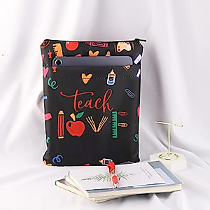 Teacher Book Sleeve Gift Instructor Book Cover Best Teacher Ever Book Pouch Teacher Day Book Bag Waterproof with Zipper Pouch Pocket Tablet Protect Gift (TeachInspiredBB)