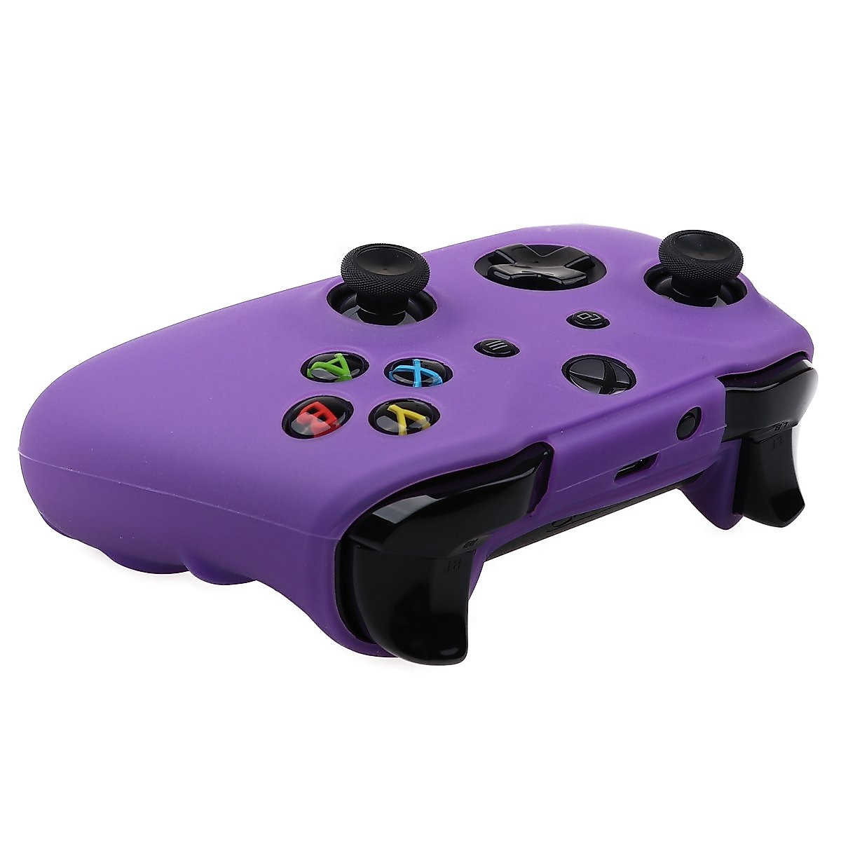 YoRHa Silicone Cover Skin Case for Microsoft Xbox One X & Xbox One S Controller x 1(Purple) with Pro Thumb Grips 8 Pieces