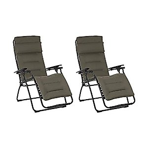 Lafuma Futura Air Comfort Zero Gravity Outdoor Recliner Chair, Taupe (2 Pack)