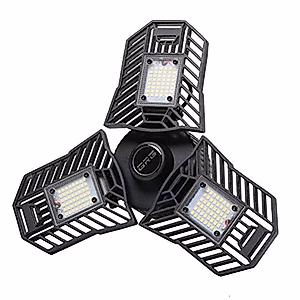 Mopzlink Garage Light, Deformable Multi-Direction LED Garage Ceiling Lights 6000 Lumen, Tribright 60W LED Garage Lighting, Garage Basement Warehouse Ceiling Light Fixture (6000K, Daylight)