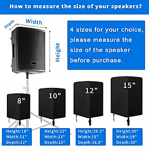 Yexcend Speaker Cover for 12 Inch PA/DJ Powered Speaker Mounted on Stand, Outdoor Speaker Covers UV Protection Water Resistant Dustproof 600D Oxford Cloth(Black)