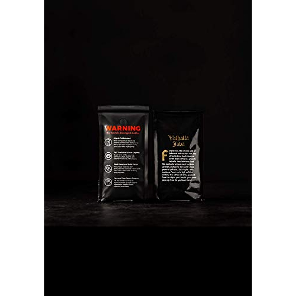 Death Wish Coffee Co. Dark Roast Grounds 16 Oz & Valhalla Java Dark Ground Coffee 12 Oz- Extra Kick of Caffeine in 1 Powerful Bundle - Hardcore Coffee from Arabica & Robusta Beans for Tough Days