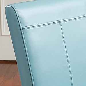 Christopher Knight Home Pertica T-Stitch Leather Dining Chairs, 2-Pcs Set, Teal Blue