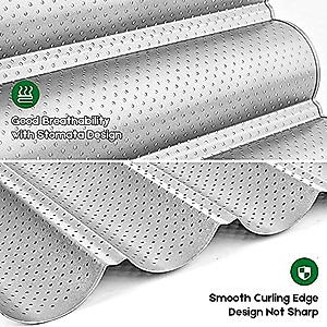 AMAGABELI GARDEN & HOME Nonstick Perforated Baguette Pan 15" x 13" for French Bread Baking 4 Wave Loaves Loaf Bake Mold Toast Cooking Bakers Molding 4 Gutter Oven Toaster Pan Cloche Waves Silver