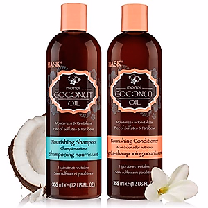 HASK COCONUT MONOI Nourishing Shampoo + Conditioner Set for All Hair Types, Color Safe, Gluten-Free, Sulfate-Free, Paraben-Free, Cruelty-Free - 1 Shampoo and 1 Conditioner