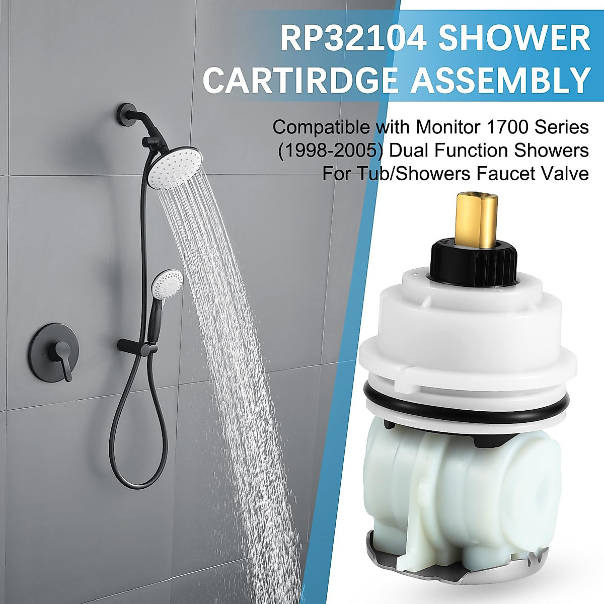 RP32104 Shower Cartridge Replacement,Compatible with Delta Monitor 1700 Series (1998-2005) Showers, RP32104 Cartridge Assembly for Tub/Shower Faucet Valve