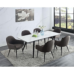 Acme Caspian Faux Marble Dining Table with Metal Base in White and Black