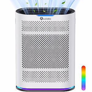 Air Purifiers for Home Large Room Cover 2,100 Ft²,Home Air Purifier with Air Quality Monitor & Aromatherapy,Auto H13 Air Purifier Removes Pets Hair Dust Smoke Odor,with 7 Colors Light(White)