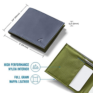 Allett Sport Wallet, Midnight Blue | Leather, RFID Blocking | Slim, Minimalist, Bifold Wallet, Thin, Front Pocket | Holds 2-10+ Cards, Bills | Wallets for Men & Women | Made in the USA