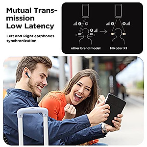 Wireless Earbuds Bluetooth 5.1, Mixcder X1 in-Ear Headphones with Microphone for Phone Calls, Stereo Sound and Low Latency Earphones for Running Sports, Black