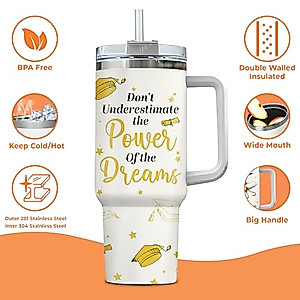 Foxcorner Personalized Graduation 2025 40oz Tumbler with Handle and Straw - Graduation Gifts for Her - Congrat Motivational Gifts For Graduates, Student, Friends - Stainless Steel Travel Cup with Lid