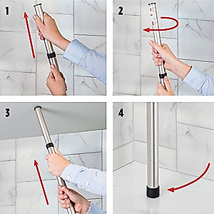 iDesign Steel 4-Shelf Extendable Tension Shower Caddy, The York Collection - 8" x 11" x 108", Silver