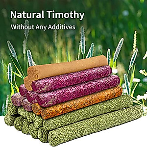 TEEMEE 320g Timothy Hay Sticks, Small Animal Chew Toys for Rabbit, Guinea Pig, Chinchilla, Rat, Gerbil, Hamster, Natural Teeth Grinding Toys, Handmade Treats