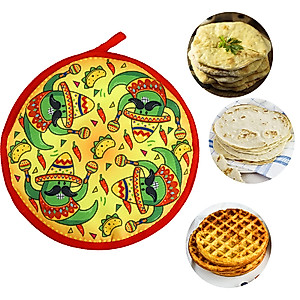 Coloch 3 Pack Tortilla Warmer Pouch, 12" Insulated Cloth Pouch For 15 Tortilla Cute Taco Warmer Holder for Tortillas, Taco, Pita, Wrap, Naan, Pancake, Flat Bread, Microwave/Oven Safe