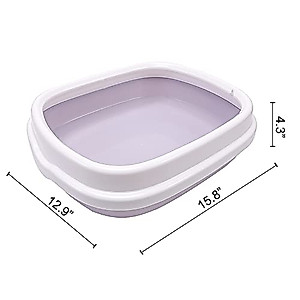 Cat Open Top Litter Box with Lid, Cat Litter Mat, Poop Lifter Scoop & Kitten Kitty Stainless Steel Feeding Dish Bowl, Cat Starter Kit 4 Pack for Small cat Within 5 Months (Grey-Four Entries)