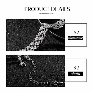 JEAIRTS Rhinestone Choker Necklace Silver Full Crystals Necklaces Sparkly Necklace Chain Jewerly Fashion Party Accessories for Women