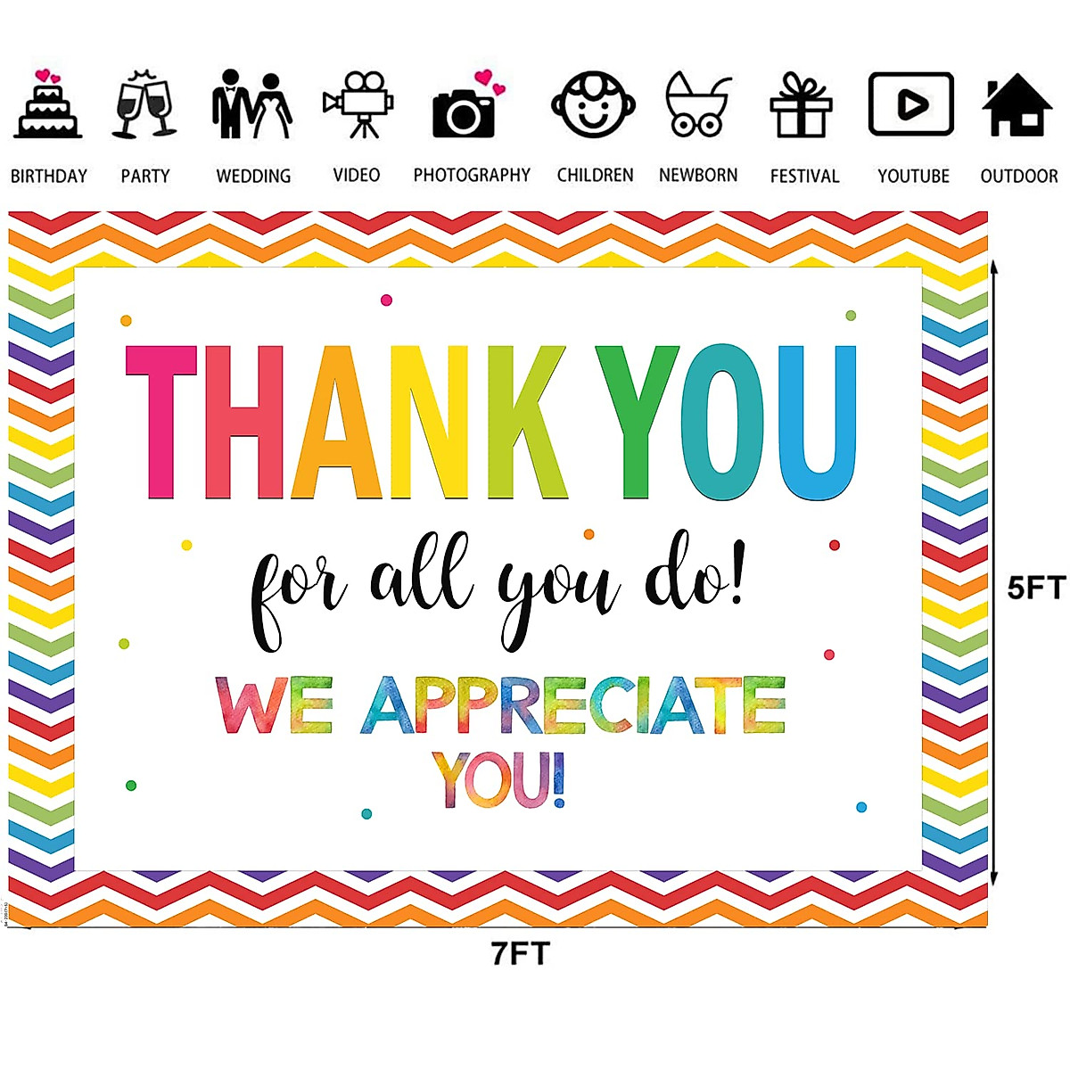 LTLYH 7×5ft Thank You for All You Do Backdrop We Appreciate You Graduations Staff Teachers Doctors Retirement Photo Backdrop Thanks Party Decorations Appreciation Banner Booth Props 220