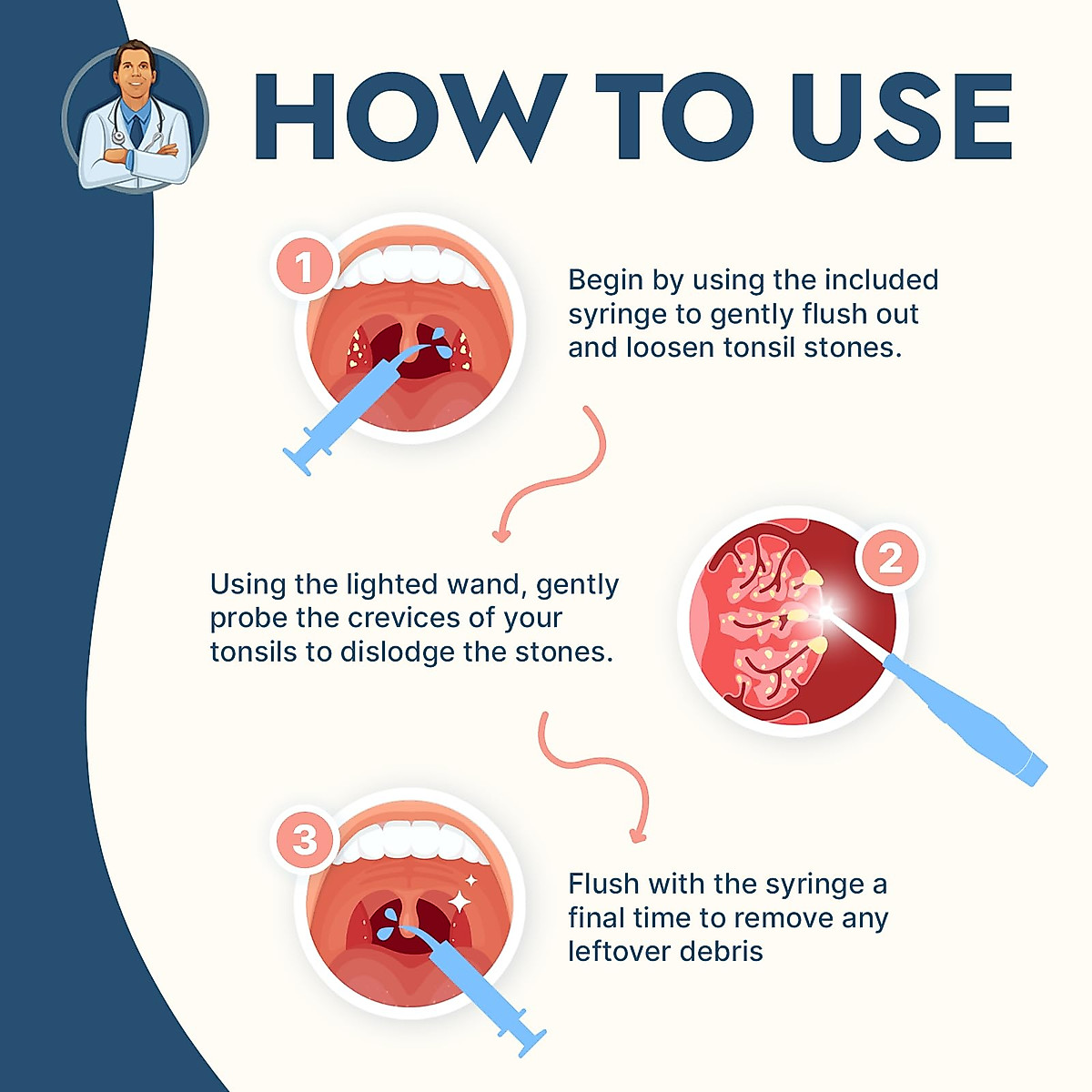 Dr. Frederick’s Original Easy Tonsil Stone Remover Kit - Fast Painless Tonsillolith Removal Tool - Fight Bad Breath - Pick and Oral Irrigator - 8 Pieces