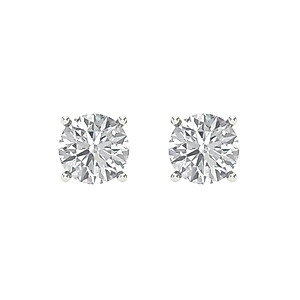Clara Pucci 2.0 ct Round Cut Conflict Free Solitaire Genuine Moissanite Classic Designer Stud Earrings Solid 14k White Gold Screw Back