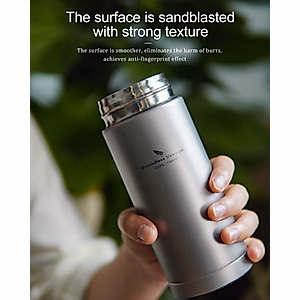 Boundless Voyage 450ml(15.84fl.oz) Titanium Vacuum with Filter Double Layer Lightweight Portable Tea Coffee Wine Whisky for Hiking Camping Picnic Gift A-Ti3010D