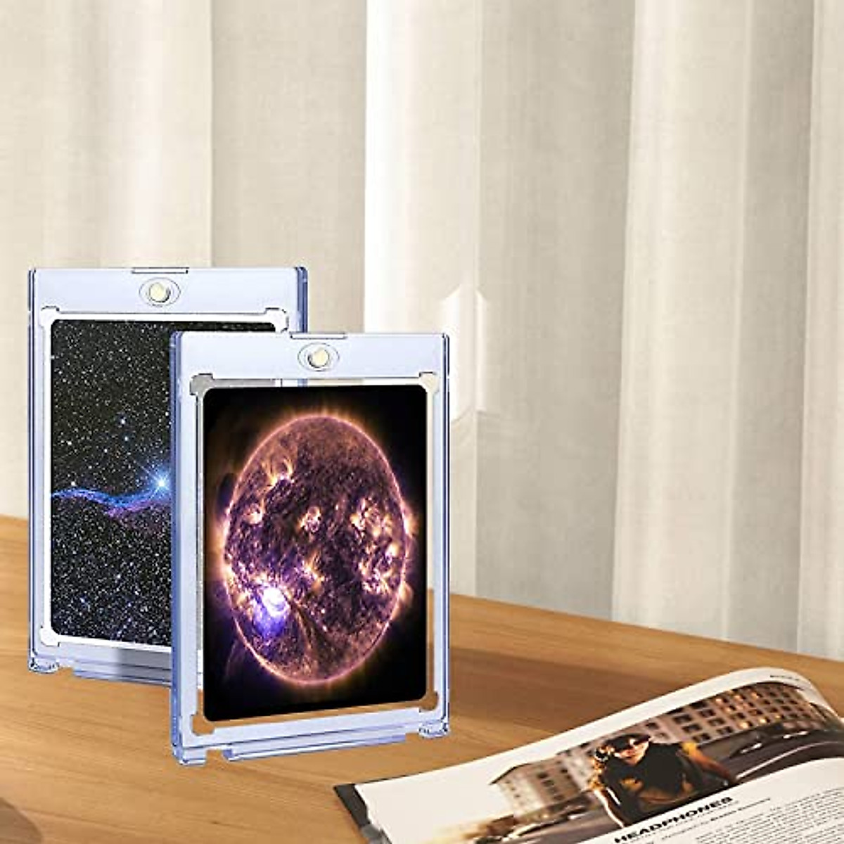 50ct Magnetic Card Holder 35pt, Card case Holder for Trading Cards，Card Protectors Hard Plastic, Card Sleeves Display case for Baseball Card Sports Cards