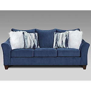 Roundhill Furniture Camero Fabric Pillowback Sofa, Navy Blue