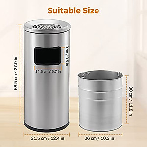 BEAMNOVA Bundle Metallic 15 x 31.5 in + Metallic 12.4 * 27 in Commercial Stainless Steel Trash Can Garbage Enclosure with Lid Inside Barrel Heavy Duty Waste Container
