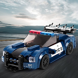 Mould King 27002 Mini Barricade Police car Building Kits, MOC Building Blocks Set to Build, Gift for Kids/Adult Collections Enthusiasts(356 Pieces, Static Version with Display Box)