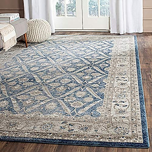 SAFAVIEH Sofia Collection 9' x 12' Blue / Beige SOF378C Vintage Oriental Distressed Non-Shedding Living Room Bedroom Dining Home Office Area Rug