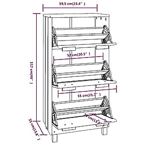 FAMIROSA 3 Flip Drawers Shoe Cabinet Solid Wood Pine, Wooden Freestanding Shoe Rack, Shoe Storage Cabinet for Entryway, Living Room, and Corridor 23.4"x13.8"x46.1" Dark Gray,Weight - 45.76 lbs
