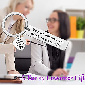 POTIY Funny Coworker Leaving Gifts for Colleague Retirement Jewelry You Are My Favorite Asshole/Bitch to Work With Keychain Going Away Thank You Keychain (Favorite Bitch to Work With Keychain)