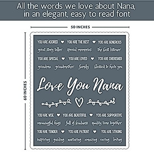 FILO ESTILO Nana Gifts for Mothers Day, Birthday, Nana Blanket from Grandkids, Happy Birthday Gifts for Nana, Nana Gifts from Granddaughter, Grandson (Grey, Sherpa)