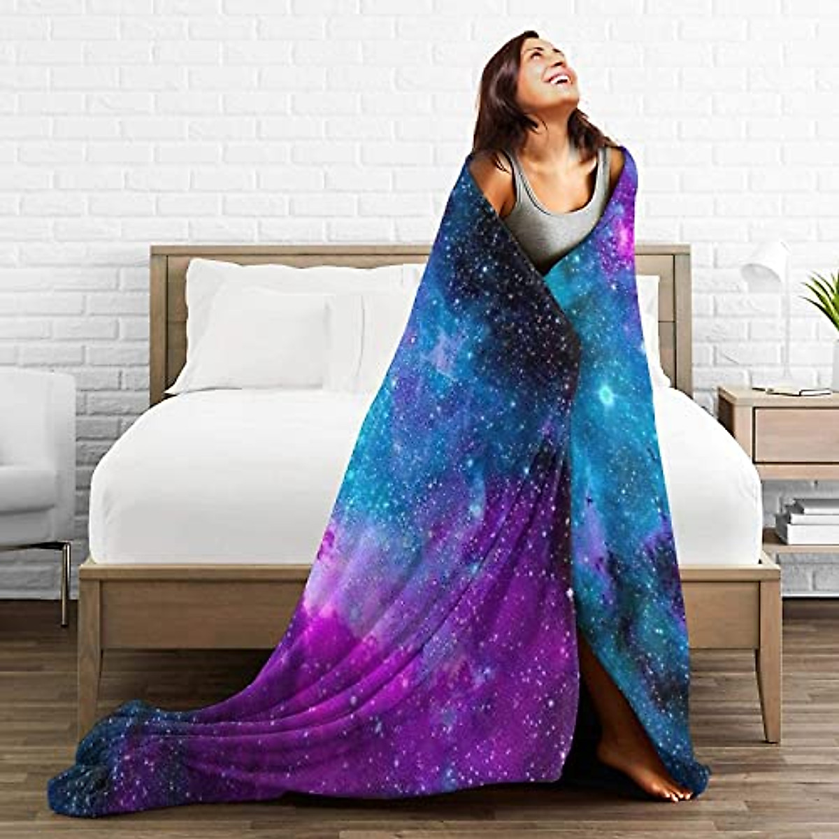 Purple Galaxy Blanket Super Soft and Warm Flannel Star Throw Blankets for Couch Sofa Galaxy Gifts for Kids Adults Men Women