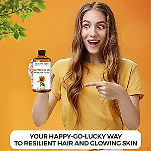 MAJESTIC PURE Sunflower Essential Oil | 100% Pure and Natural Sunflower Oil | Premium Grade Essential Oils for Hair Care, Home Diffusers, Skin, Aromatherapy, Massage and Humidifiers | 4 Fl Oz