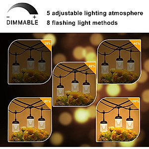 DREAMARK String Lights Indoor Outdoor 52 FT Weatherproof LED Bulbs Strings with 8 Lighting Model 16 Warm White Shatterproof Bulbs for Patio Garden Bistro Wedding Backyard Festival Decoration