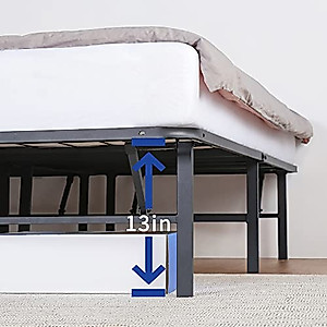 Olee Sleep 14 Inch Foldable Dura Metal Platform Bed Frame, Comfort Base, Height for Under-Bed Storage, Black, Queen