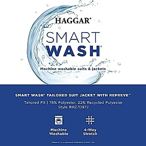 Haggar Men's Smart Wash Suit Separate Jacket, Black, 44 US