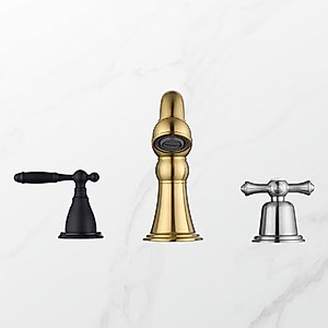 RKF Faucet- Replacement Classic Cross Knobs Handles with Valve Faucet Accessory Faucet Parts Faucet Kit Brushed Nickel W033