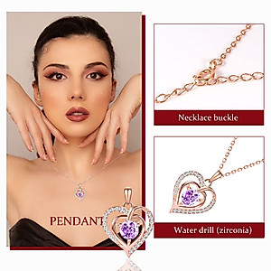 IDFALKFD Preserved Rose Gifts Set includes 925 Sterling Silver Necklace with Double Heart Design, Anniversary Valentines Birthday Christmas Gifts for Her, Wife, Girlfriend from Husband and Boyfriend