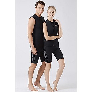 Micosuza Unisex Wetsuit Vest Top Premium Neoprene 3mm Sleeveless Front Zipper for Diving Surfing Swimming Snorkeling