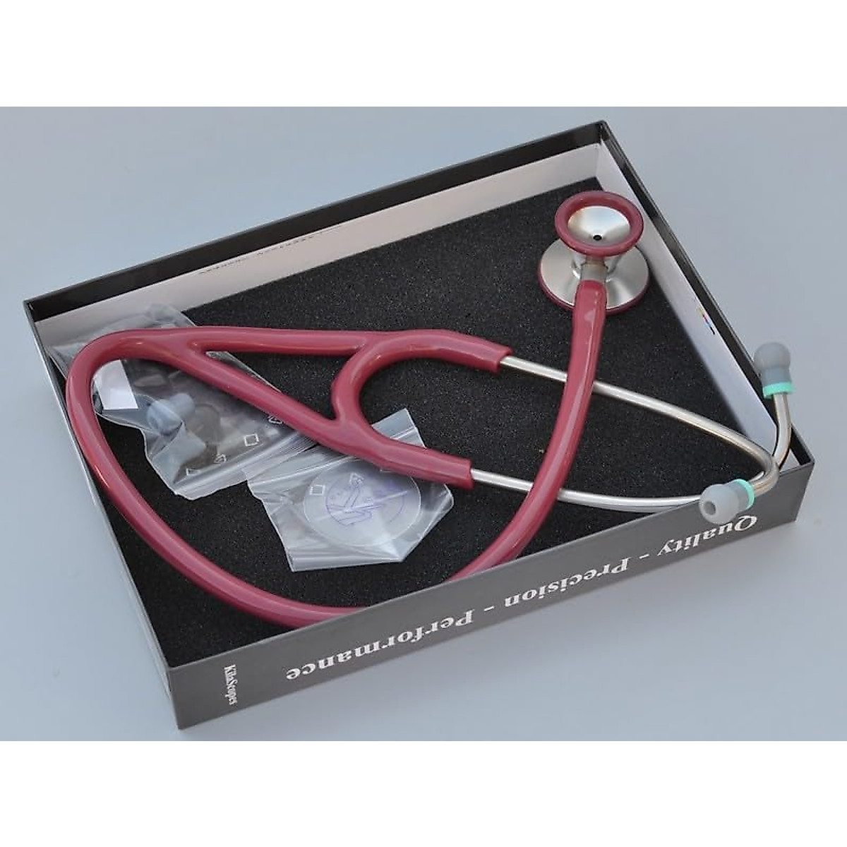 Kila Scopes Bell Stethoscope - Professional Dual Head Bell Cardiology & Diagnostic Stethoscope for Doctors and Nurses - with Accessories K770 Burgundy