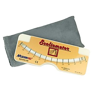 Scoliometer 57019 Medical Measuring Device for Back Scoliosis Diagnosis with Fabric Carrying Pouch