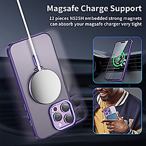 niufoey for iPhone 14 Pro Case with Magnetic Invisible Stand [Compatible with Magsafe] Shockproof Slim Translucent Matte Cases for iPhone 14 Pro 6.1 Inch,Deep Purple