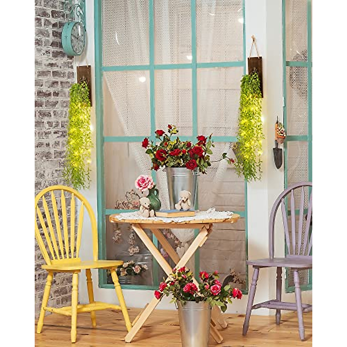 Mason Jar Sconces Wall Decor Set of 2 with LED Fairy Lights, Rustic Wall Sconces with 8 Modes Remote Control & 14 Artificial Willow Branches, Farmhouse Leaves Plants Decor for Living Room Bedroom DIY