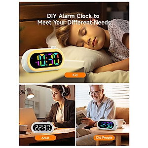 OCUBE Digital Alarm Clocks for Bedrooms with Wake Up Light,Colorful Bedside Clock Mains Powered with Night Light,Dual Alarms,100dB Super Loud,USB Charger,Snooze for Teens Kids Boys Girls Seniors