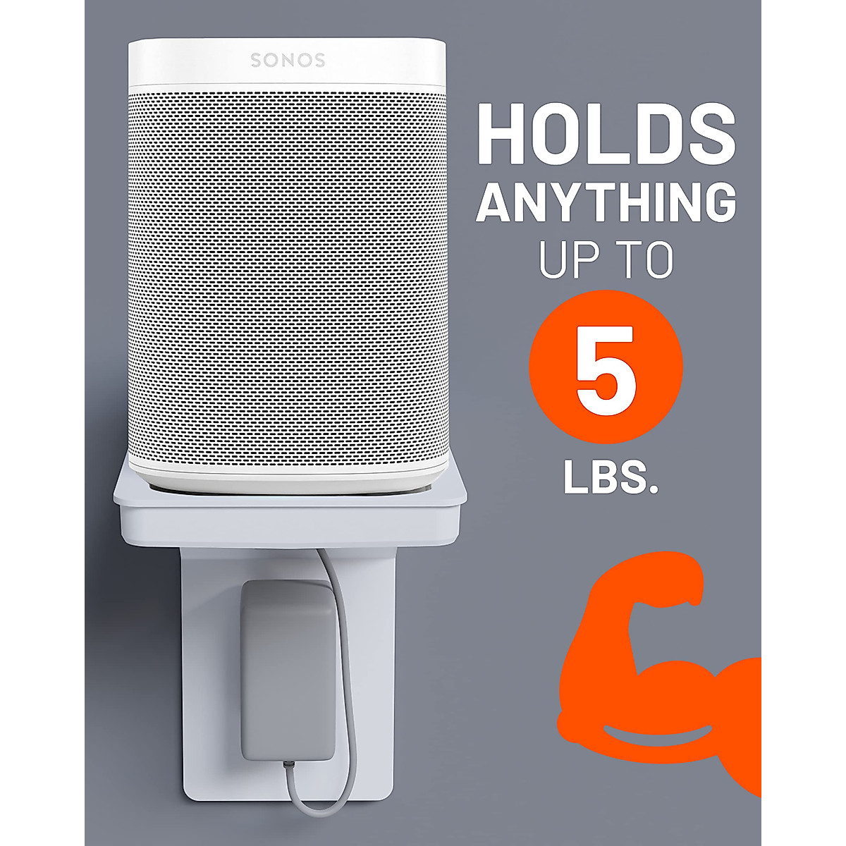 ECHOGEAR Outlet Shelf for Standard Outlets - Next-Gen Design with Built in-Cord Storage & Room for Bulky Plugs - Quick Install with Included Hardware