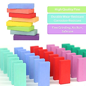 MCPINKY 360 PCS Colorful Wooden Domino Blocks, 12 Bulk Domino Blocks Racing Toy Educational Tile Game for Kids Birthday Party Favor