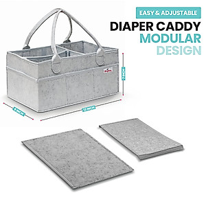 Baby Diaper Caddy Organizer with handle-Diaper Organizer Caddy For Girl Boy,Large Baby Organizer for Changing Table & Car,Felt Diaper Caddy,Baby Diaper Caddy Organizer Basket Grey,Baby Caddy Organizer